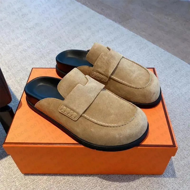 Designer Half Slippers Luxury Mules Suede Loafers Casual Slip On ...