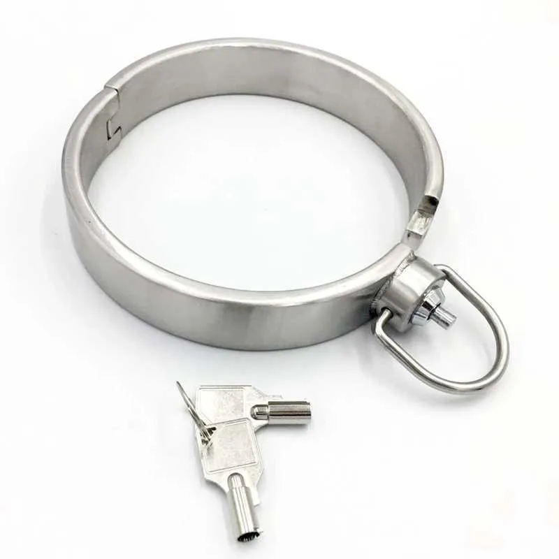 HiQ Press Lock Stainless Steel Lockable Neck Collar Restraints Fetish ...