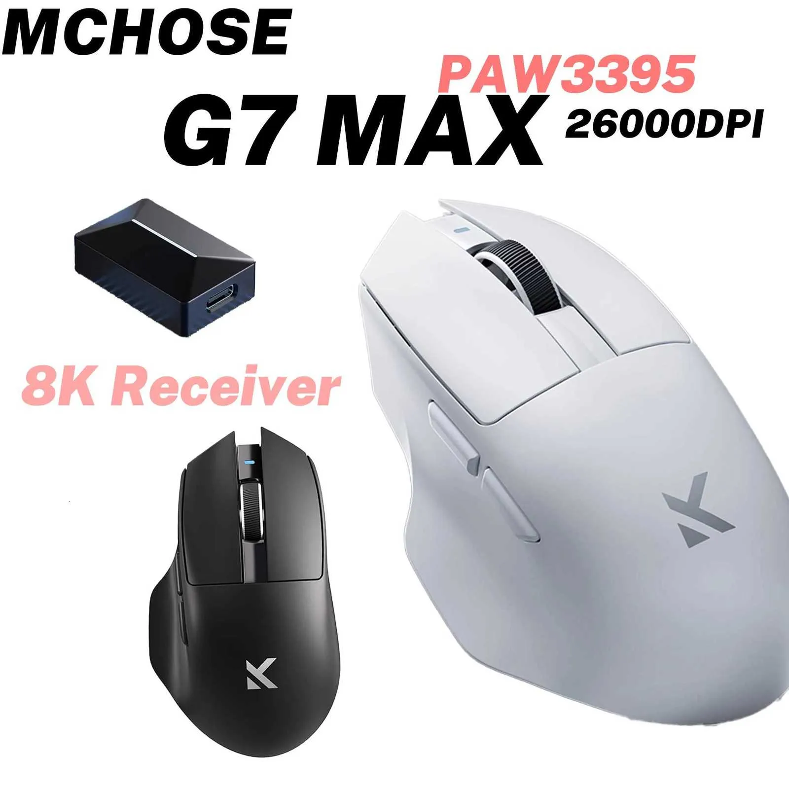 MCHOSE G7 MAX TriMode Gaming Off Mouse PAW3395 26000DPI 800mAh LowPower ...