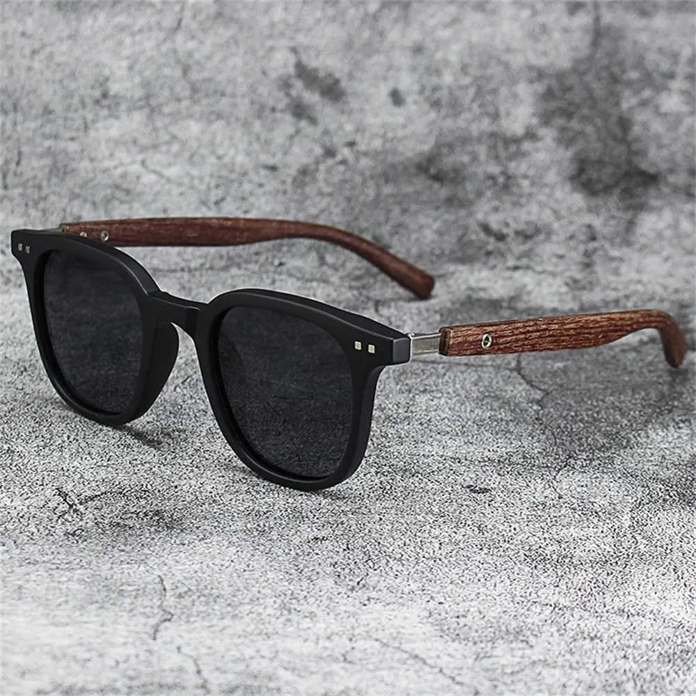Classic Wood Grain Square Sunglasses: Small Frame, Mirror Legs, High ...