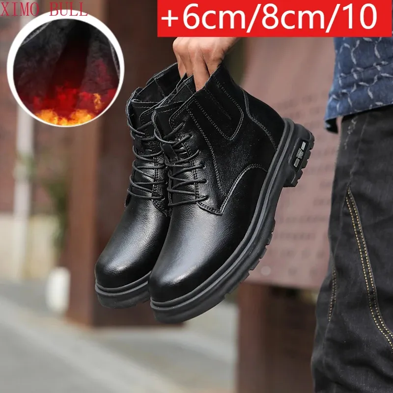 6810CM Height Increasing Men Platform Boots Invisible Heel Men ...