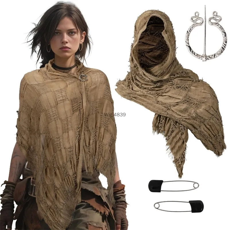 Medieval Cloak Renaissance Costume Cape Wrap Hooded Shawl with Viking ...