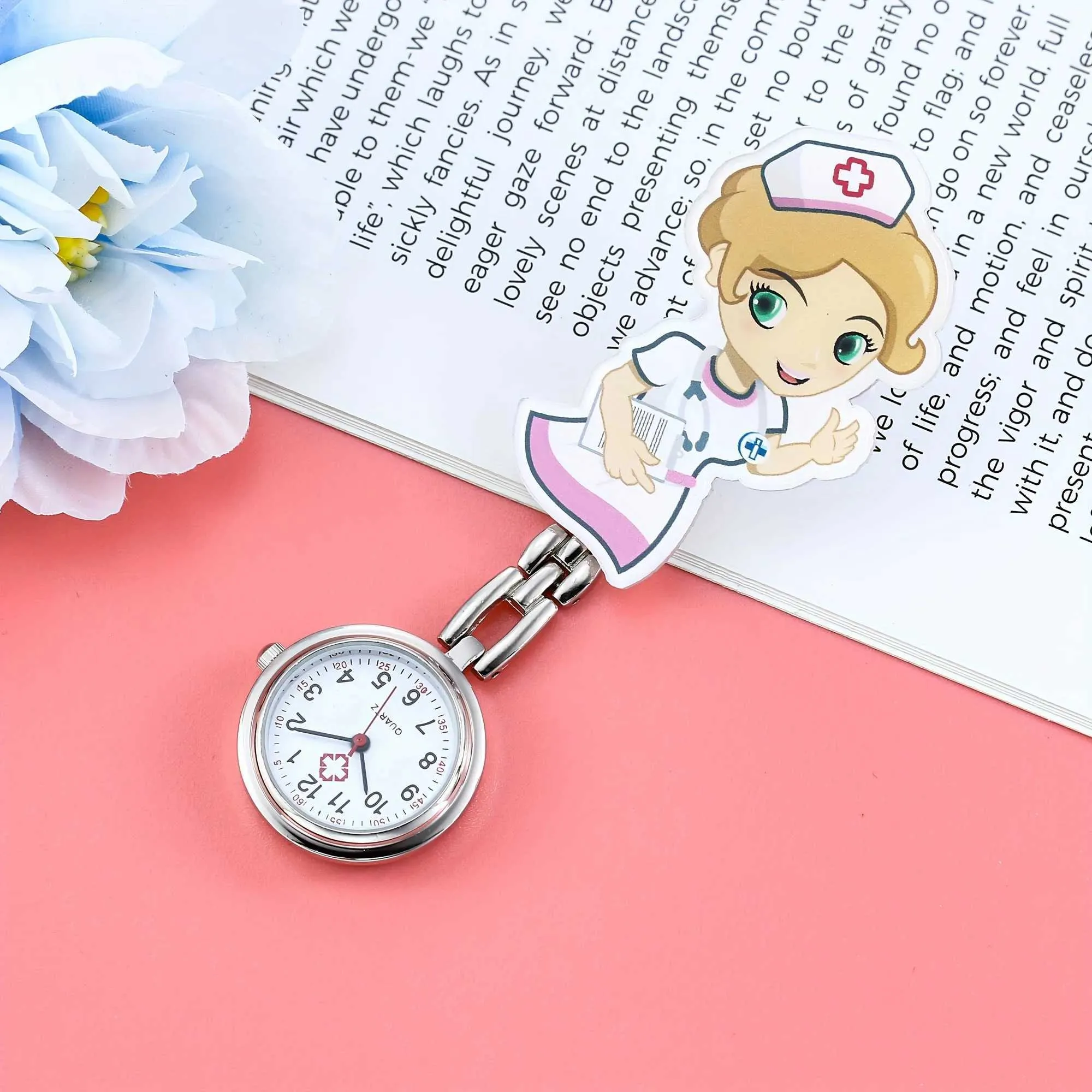 Cute Cartoon Nurse Red Cross Pocket Pocket Watch With Smiling Face ...