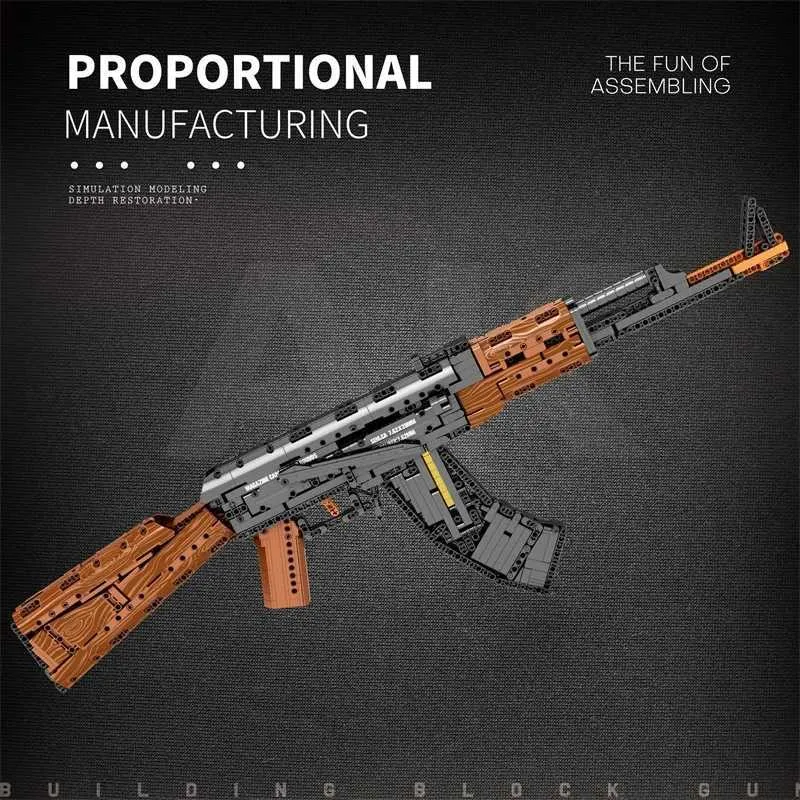 AK47 Assault Rifle Model Building Blocks Military Army Weapon Shootable ...