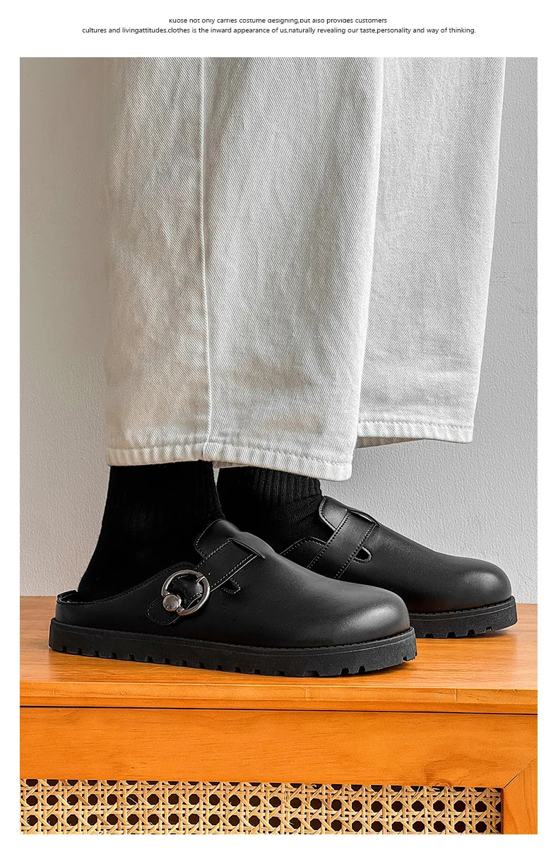 Designer Men's Mango Head Low-Top Half-Slip Closed-Toe Lazy One-Step ...