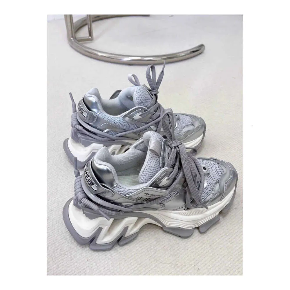 Full Futuristic Feel Designer Silver Sneakers with Unique Sole Design ...