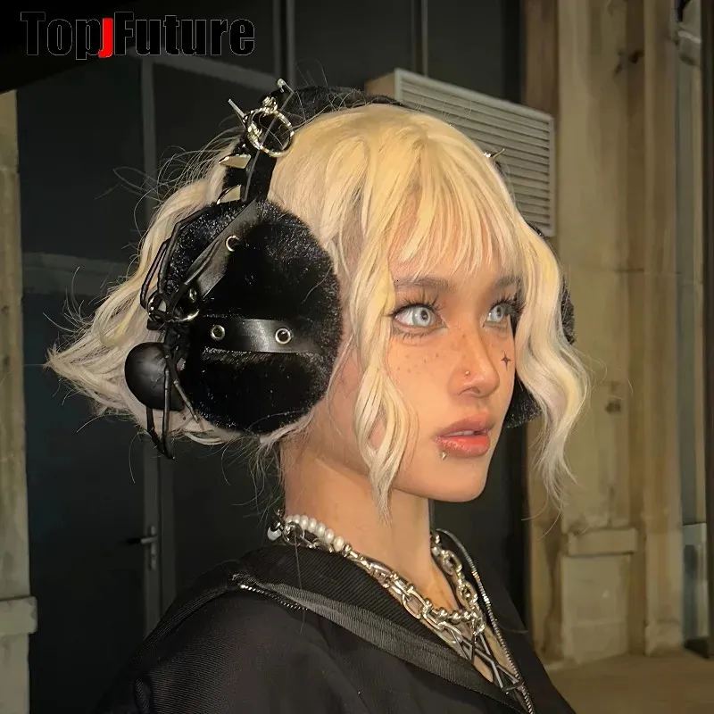 Gothic Lolita Goth Earmuffs With Punk Spikes And Rivets Ox Horn Ear ...