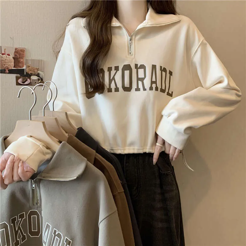 Back Half Zip Polo Collar Sweatshirt For Women, Spring And Autumn Thin ...