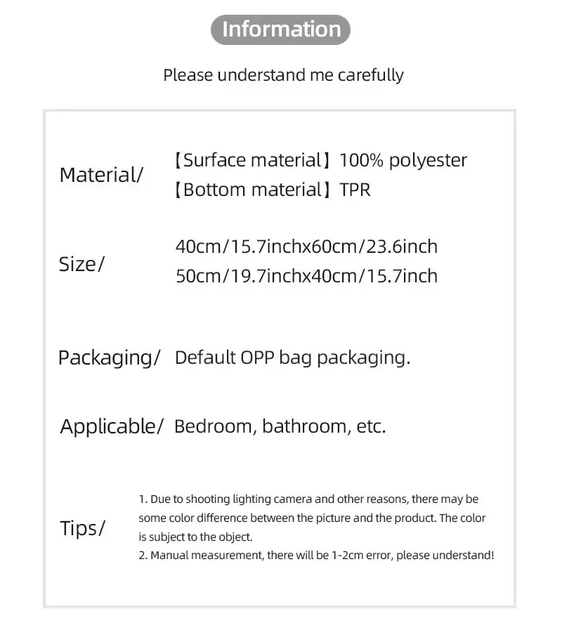 Plush Bathroom Floor Mat with Anti-Slip Backing, Foot-Shaped, Absorbent ...