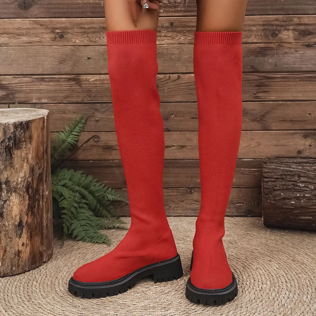 Over-the-Knee Platform Boots Women's Long Thigh Heighten 251027 from ...