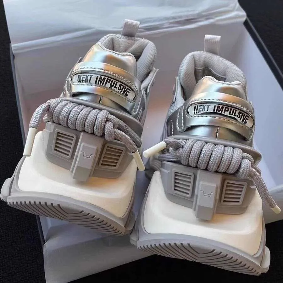 Full Futuristic Feel Designer Silver Sneakers with Unique Sole Design ...
