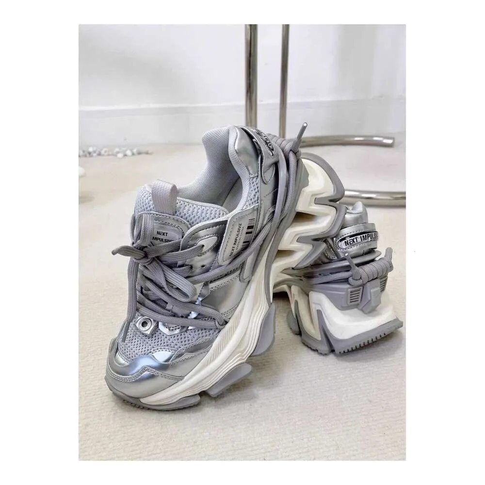 Full Futuristic Feel Designer Silver Sneakers with Unique Sole Design ...