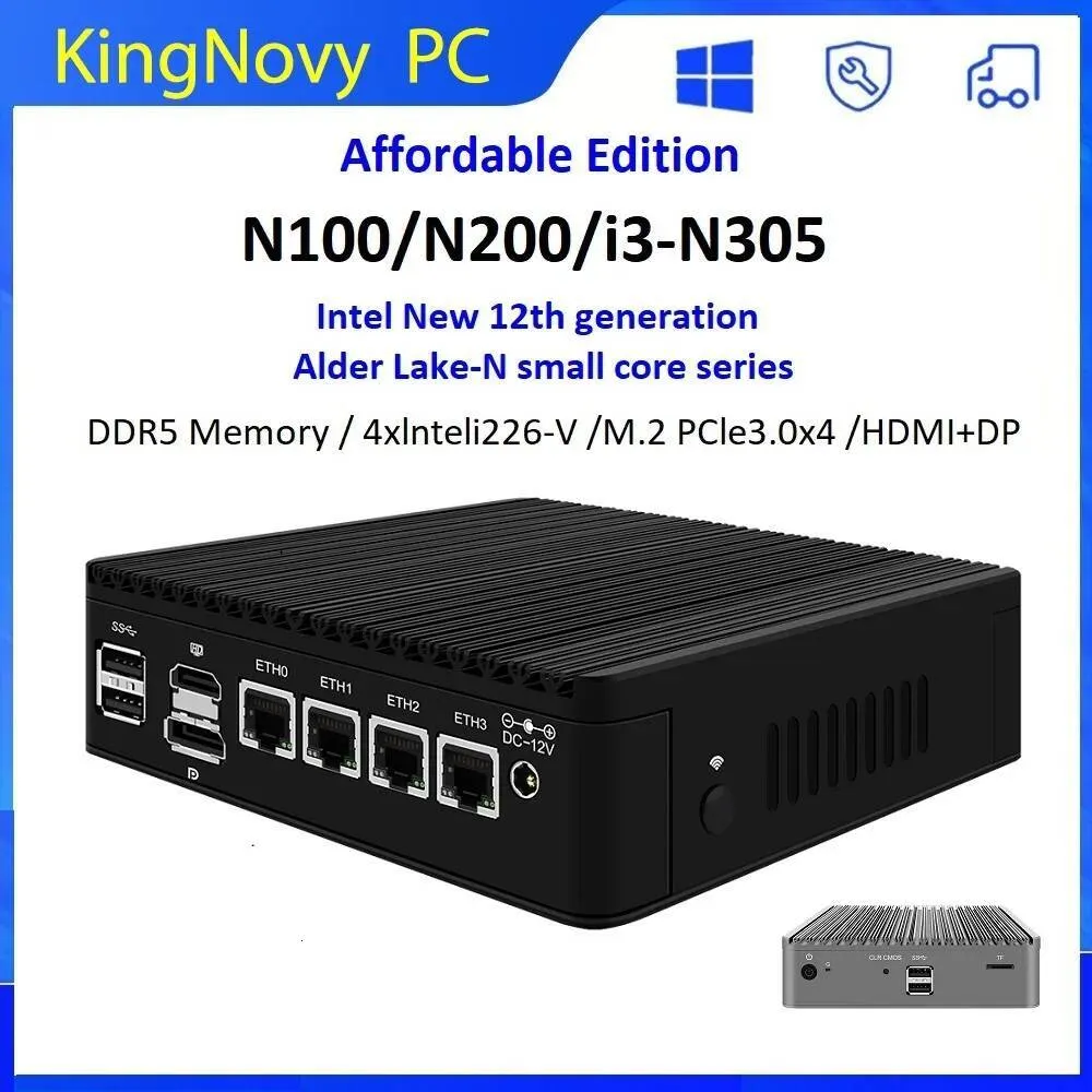 Topton Firewall Mini PC Fanless Intel i3 N305 N100 DDR5 Ie 4x Intel ...