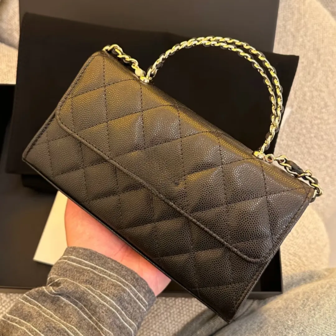 Top Handle Designer Bag Classic Mini Flap Caviar Leather Handbag 23p ...
