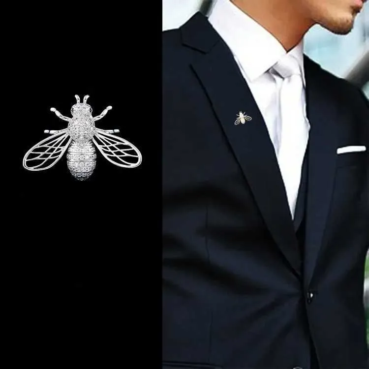Trendy Animal Bee Brooch with Crystal and Zircon, Metal Lapel Pin for ...