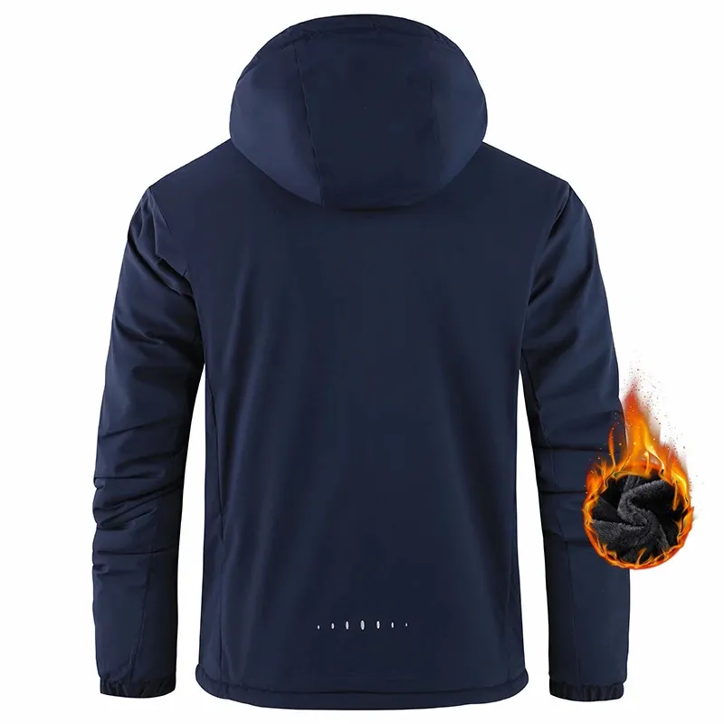 Plus 9XL Men Winter Fleece Jacket Thick Windproof Hooded Waterproof ...