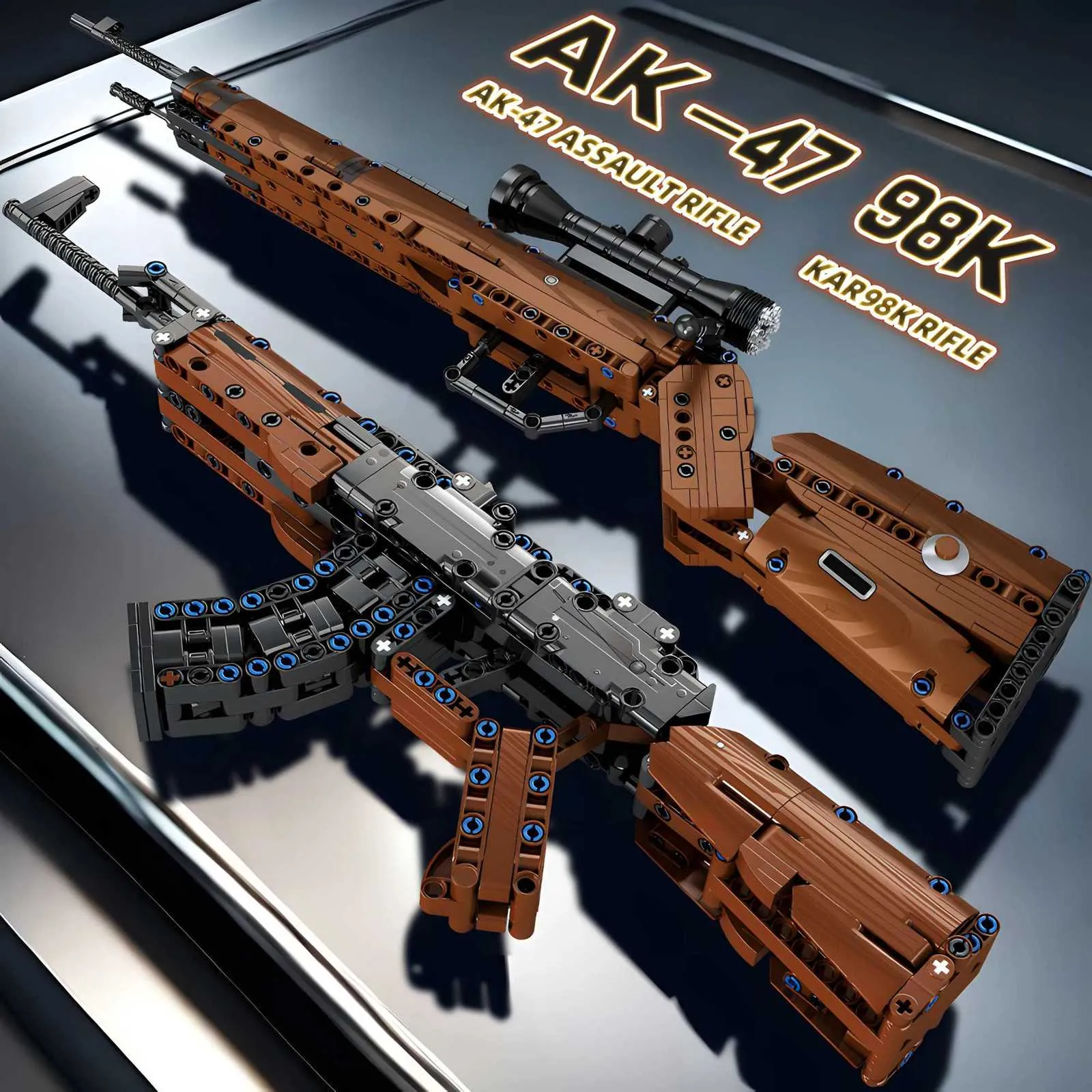 AK47 Assault Rifle Building Blocks Set SWAT Ci WW2 Military Weapon 98K ...