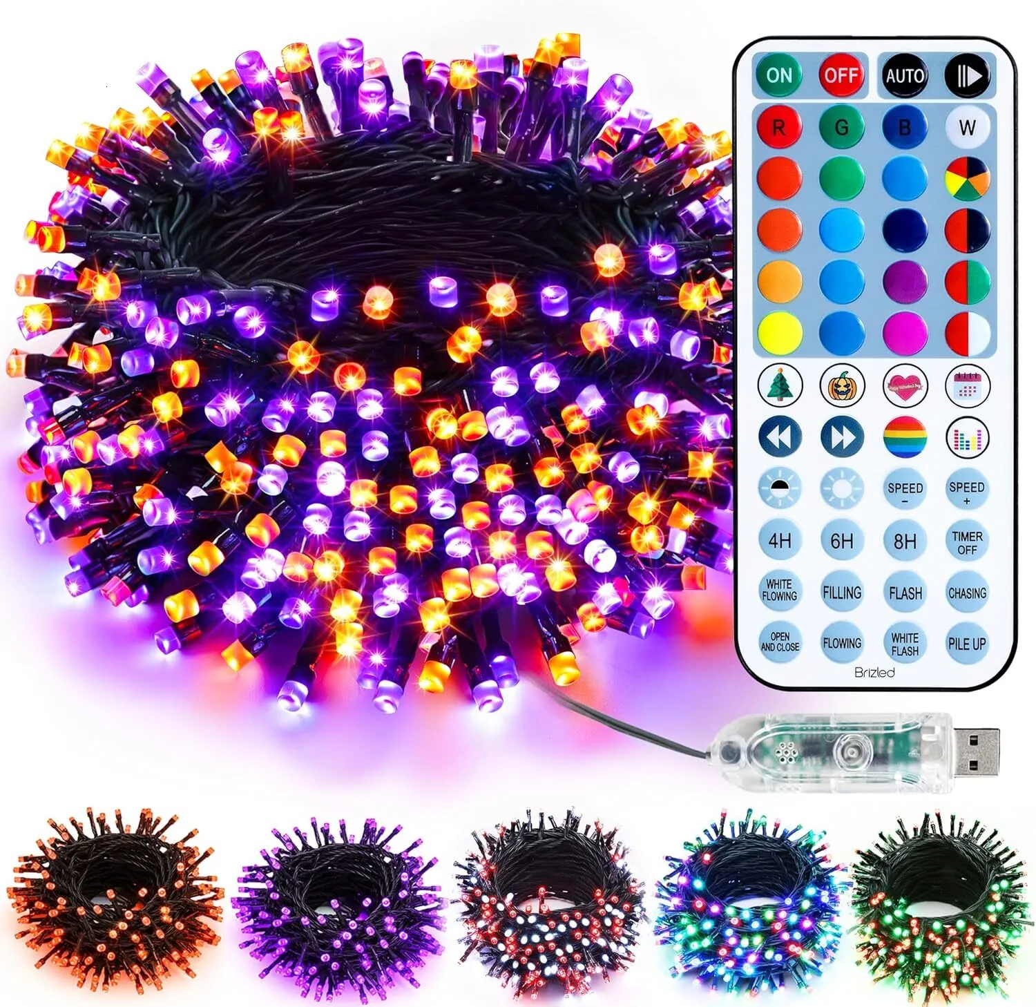 Christmas Color Changing Lights Ft LED RGB String With Remote Dimmable ...