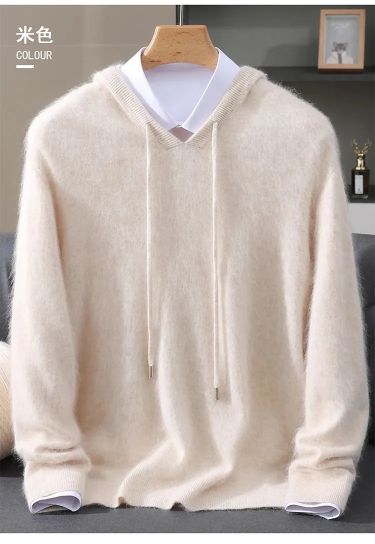 Men's Pullover 100% Mink Cashmere Sweater, Casual Business Knit, Autumn ...