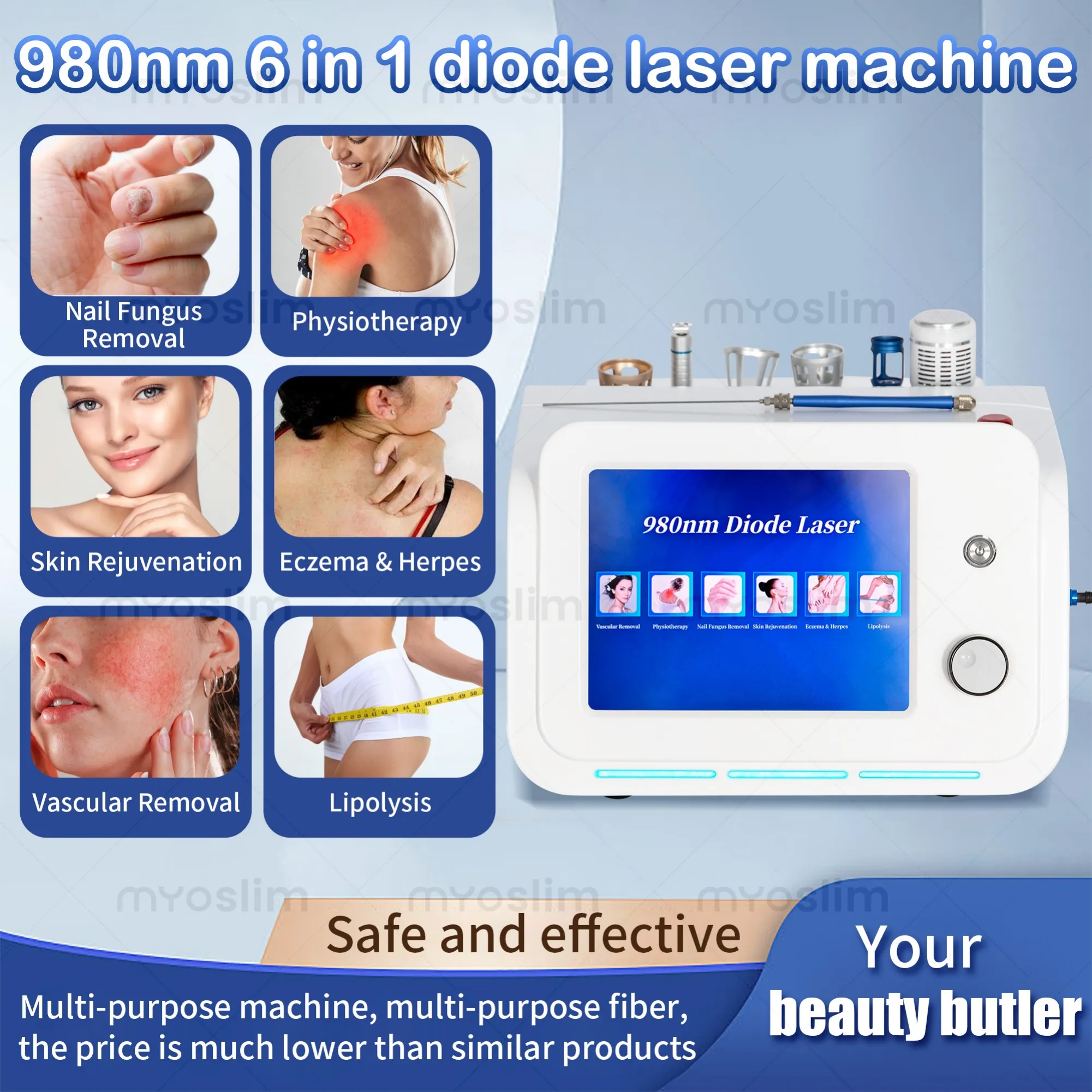 980nm 6 In 1 Diode Laser Machine Vascular Removal Nail Fungus Treatment ...