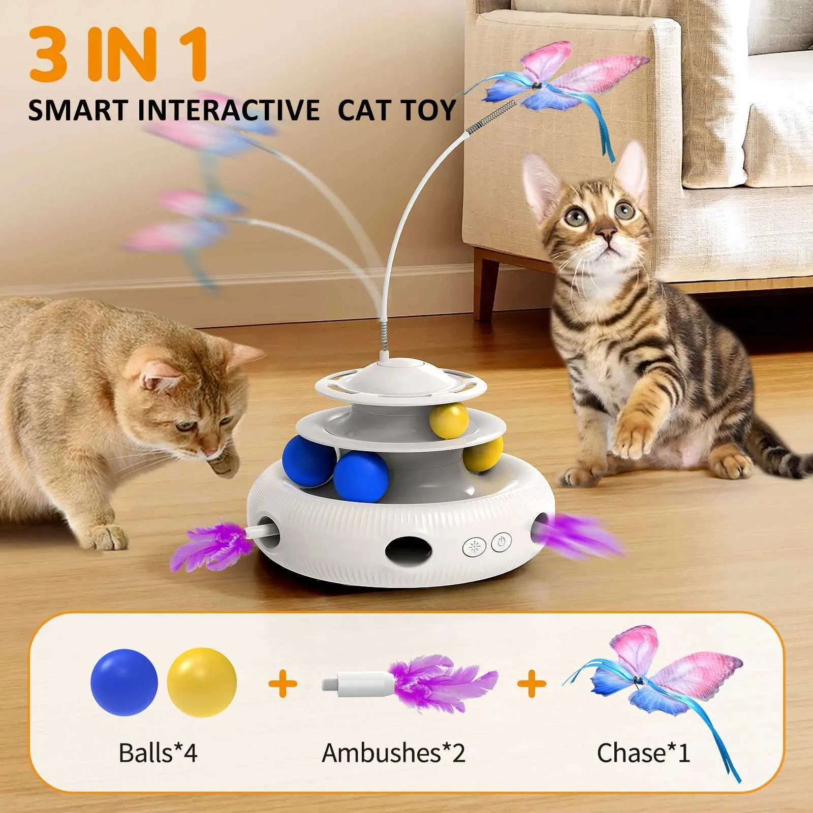 Chargeable Cat Laser Toy, Interactive Indoor Pet Toy, Automatic USB Cat ...