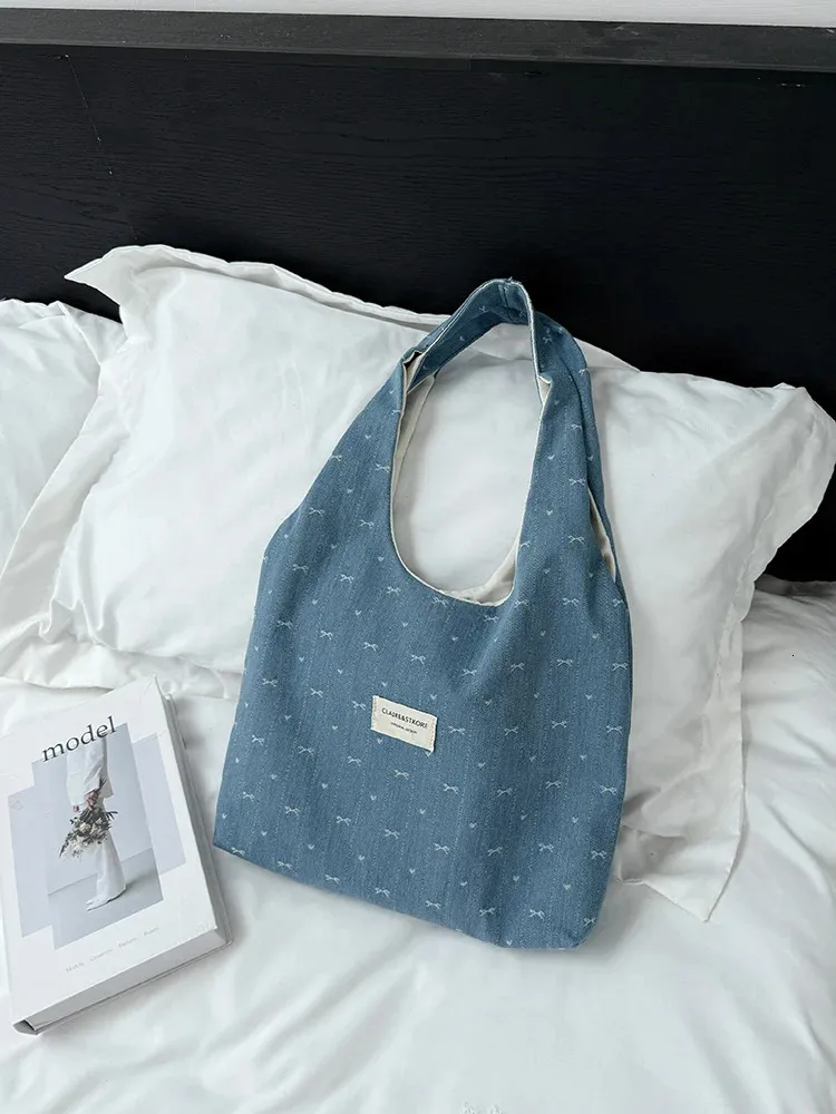 Ladies Shoulder Bags Mini PU Denim Tote Bags with Zipper Closure for ...