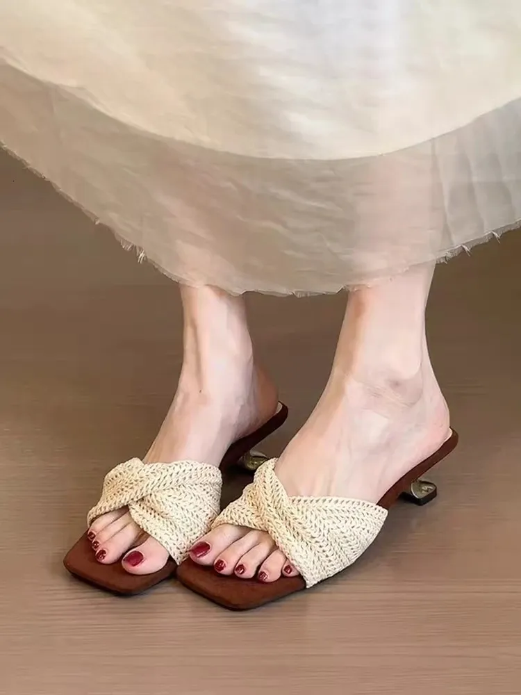 Pointed Toe Slippers Women High Heels Sandals Mesh Shoes Summer Beach ...
