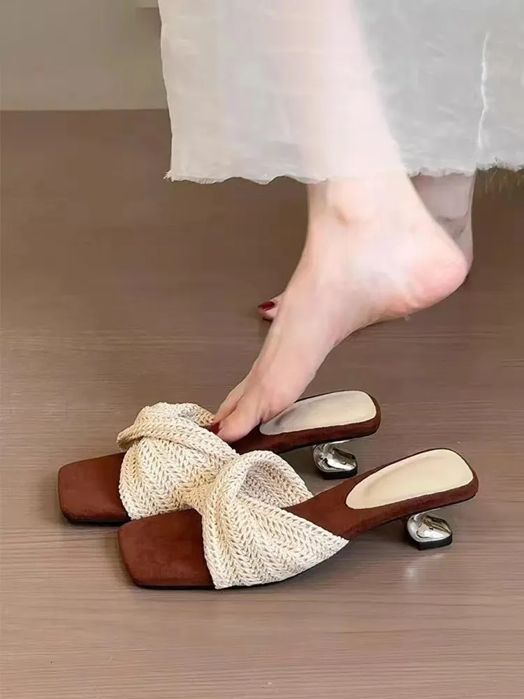 Pointed Toe Slippers Women High Heels Sandals Mesh Shoes Summer Beach ...