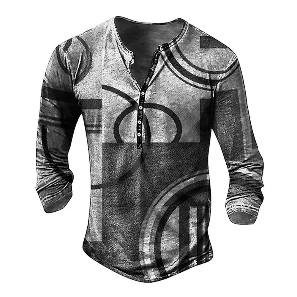 Retro Cotton Men's Short Sleeve T-shirt with Stand Collar and Animal ...