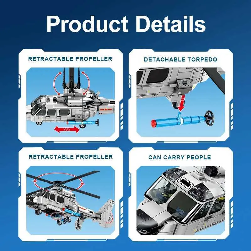 Helicopter Aircraft Building Blocks Paper DIY Boys Birthday Toys ...