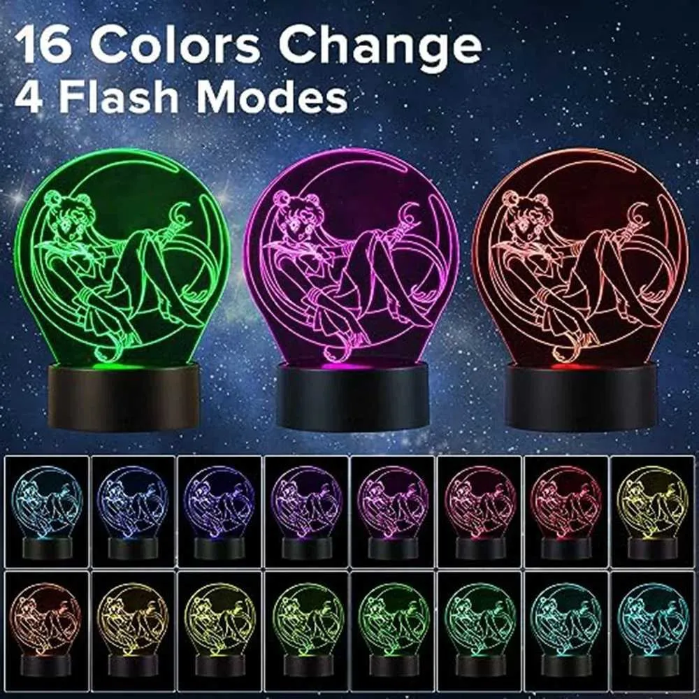 Cartoon character Tsukino Usagi 3D LED Night Light Acrylic Desk Lamp ...