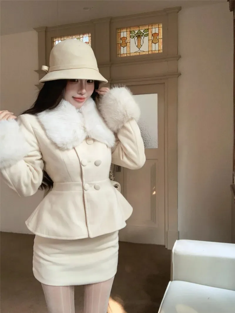 Fur Skirt Set Womens Sleeveless Vest and High Waist Mini Skirt Acetate ...