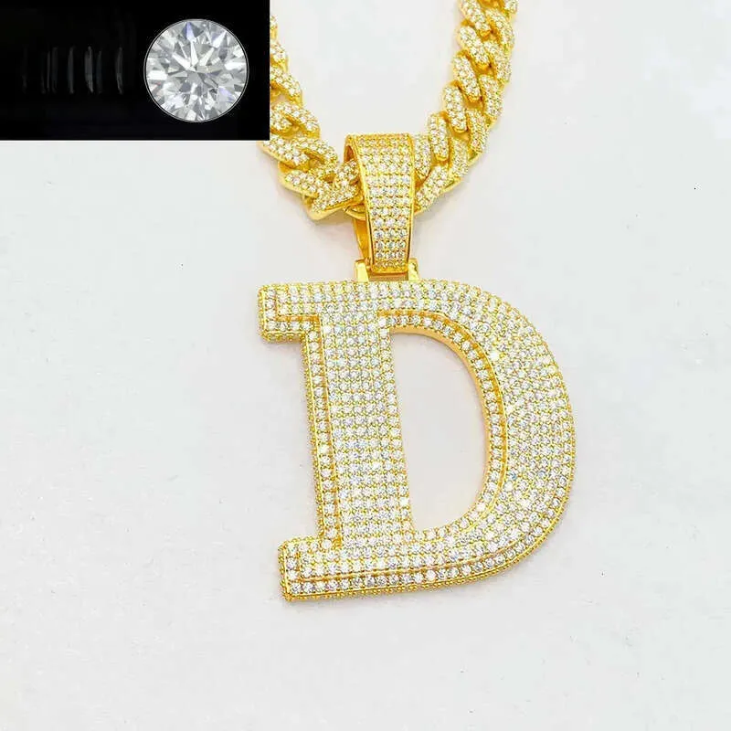 A-Z Sterg Sier Shiny VVS Moissanite Letter Pendant with 3mm 24inch ...