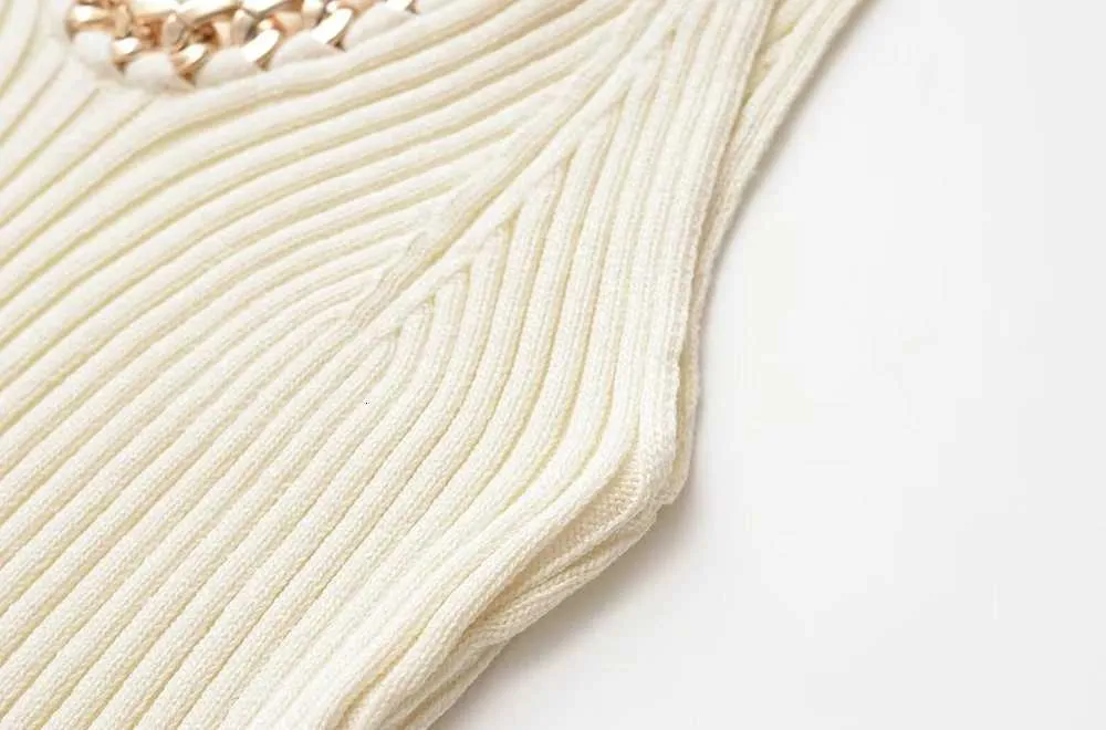 Ribbed Knit Tank Tops with Chains for Women V Neck Thin Straps Acetate ...