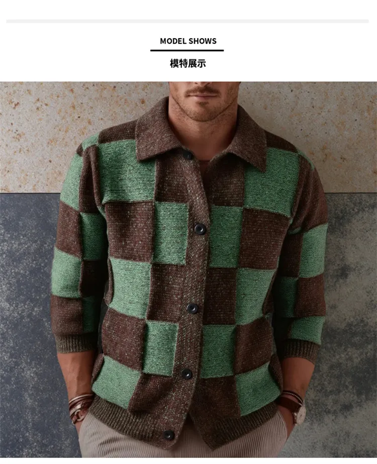 Men's Jacquard Knitted Cotton Blend Zip Up Sweater Jacket with Floral ...