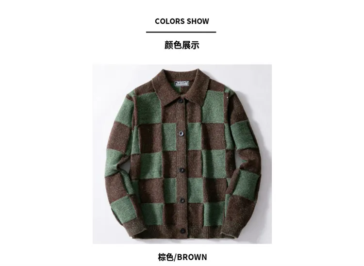Men's Jacquard Knitted Cotton Blend Zip Up Sweater Jacket with Floral ...