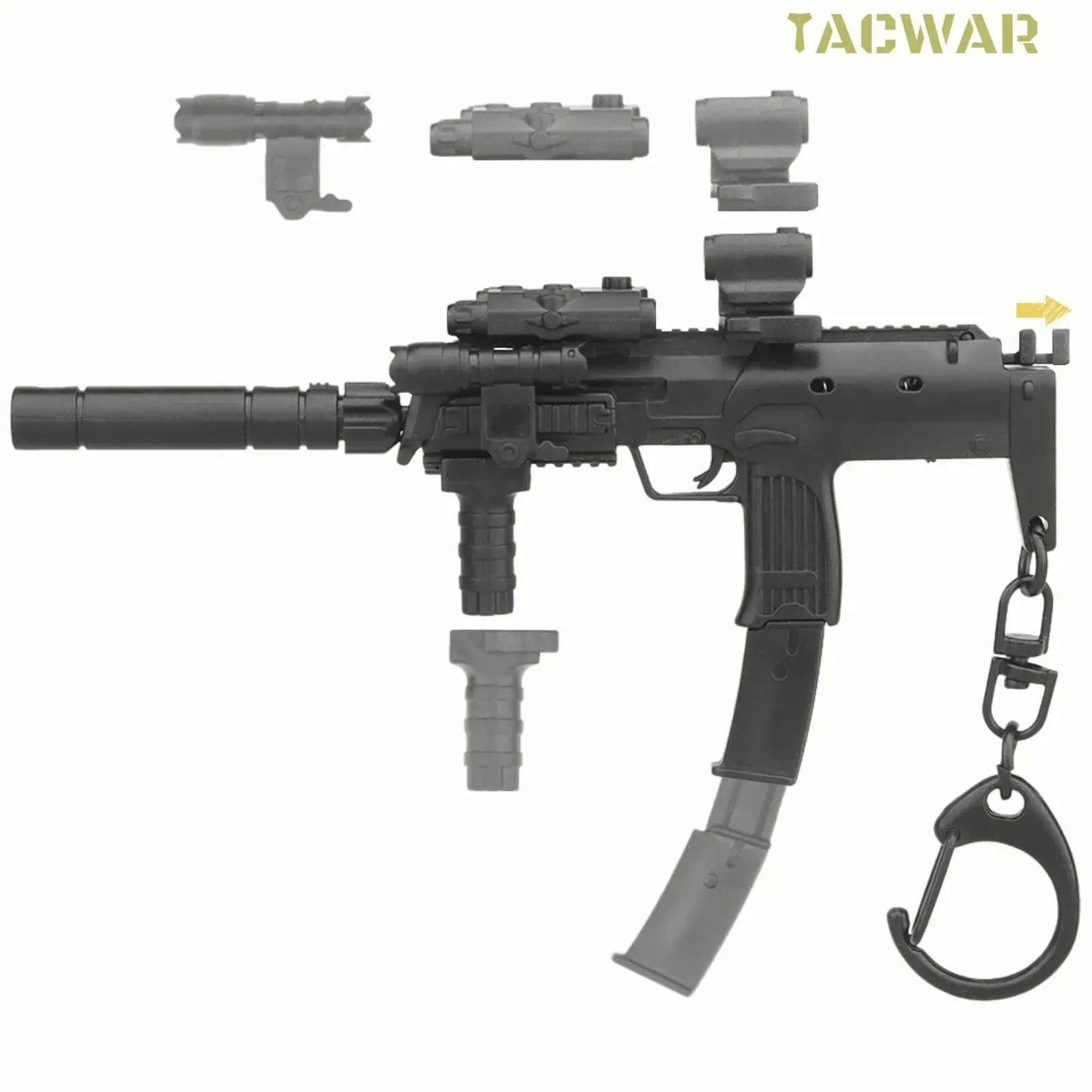 Submachine Gun Keychain MP7A2 Mini Gun Model Fidget Toy Airsoft Style ...