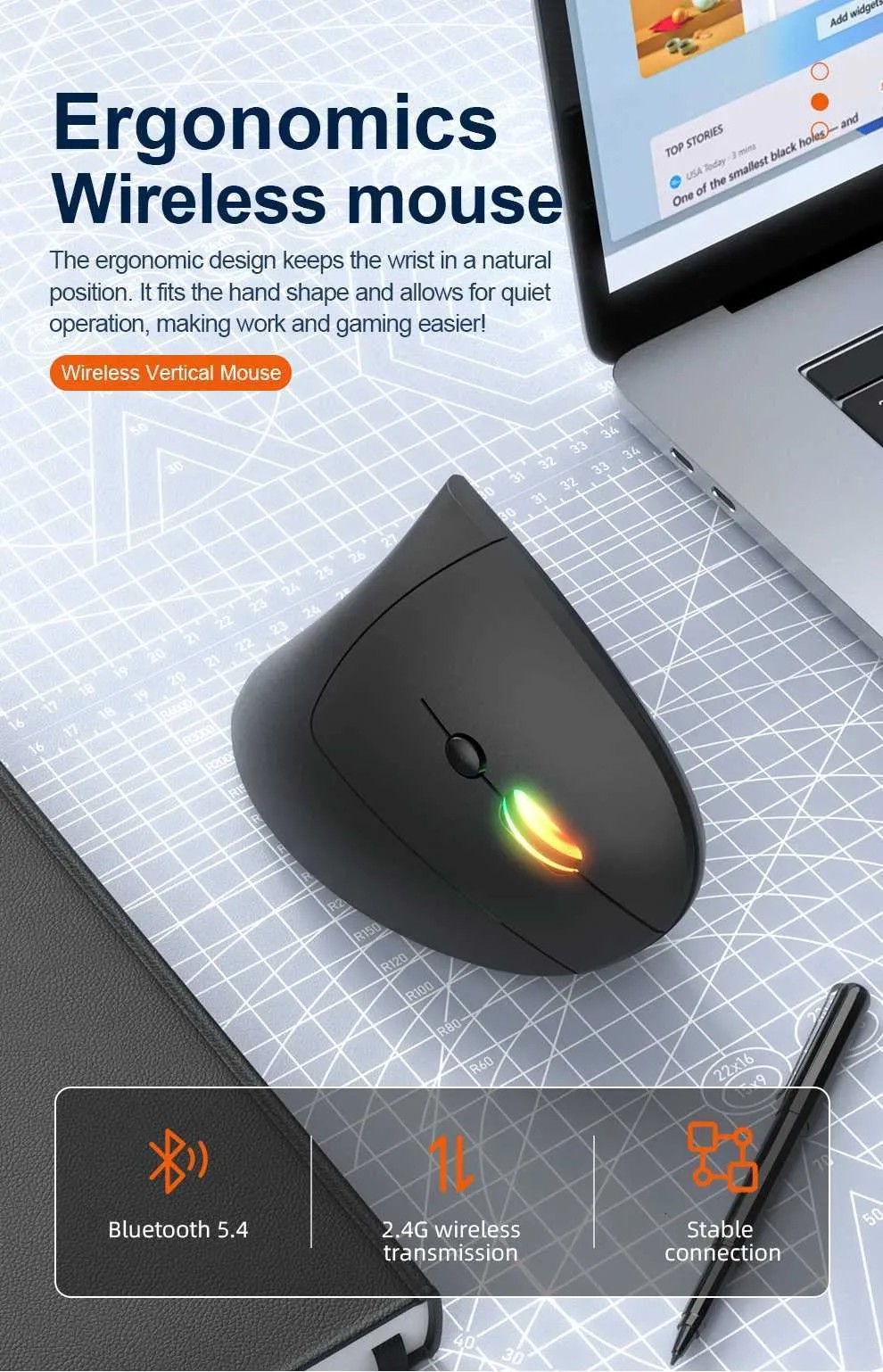 24GHz Wireless Optical Vertical Ergonomic Mouse Right-Hand 6 Buttons ...