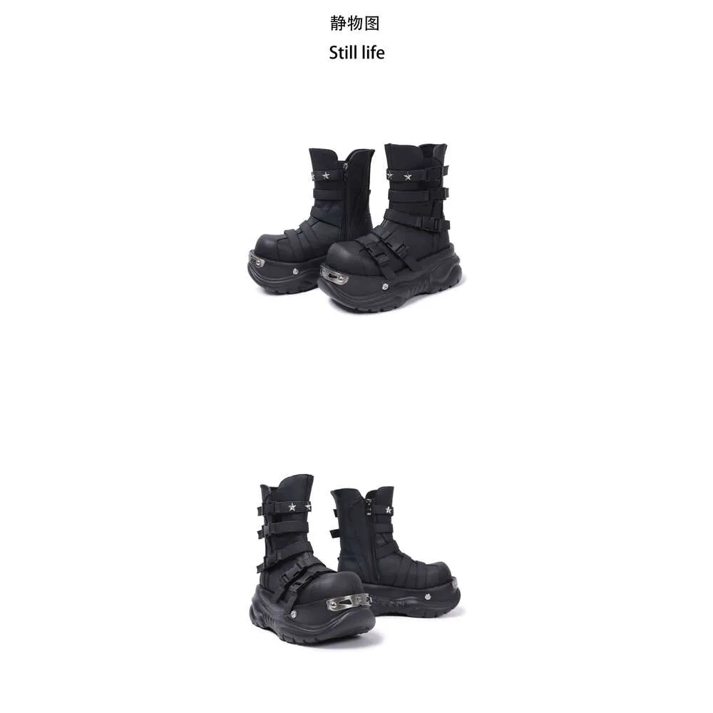 Unisex Punk Metal Decoration Round Toe Wedge Heel Ankle Boots with ...