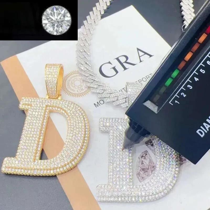 A-Z Sterg Sier Shiny VVS Moissanite Letter Pendant with 3mm 24inch ...