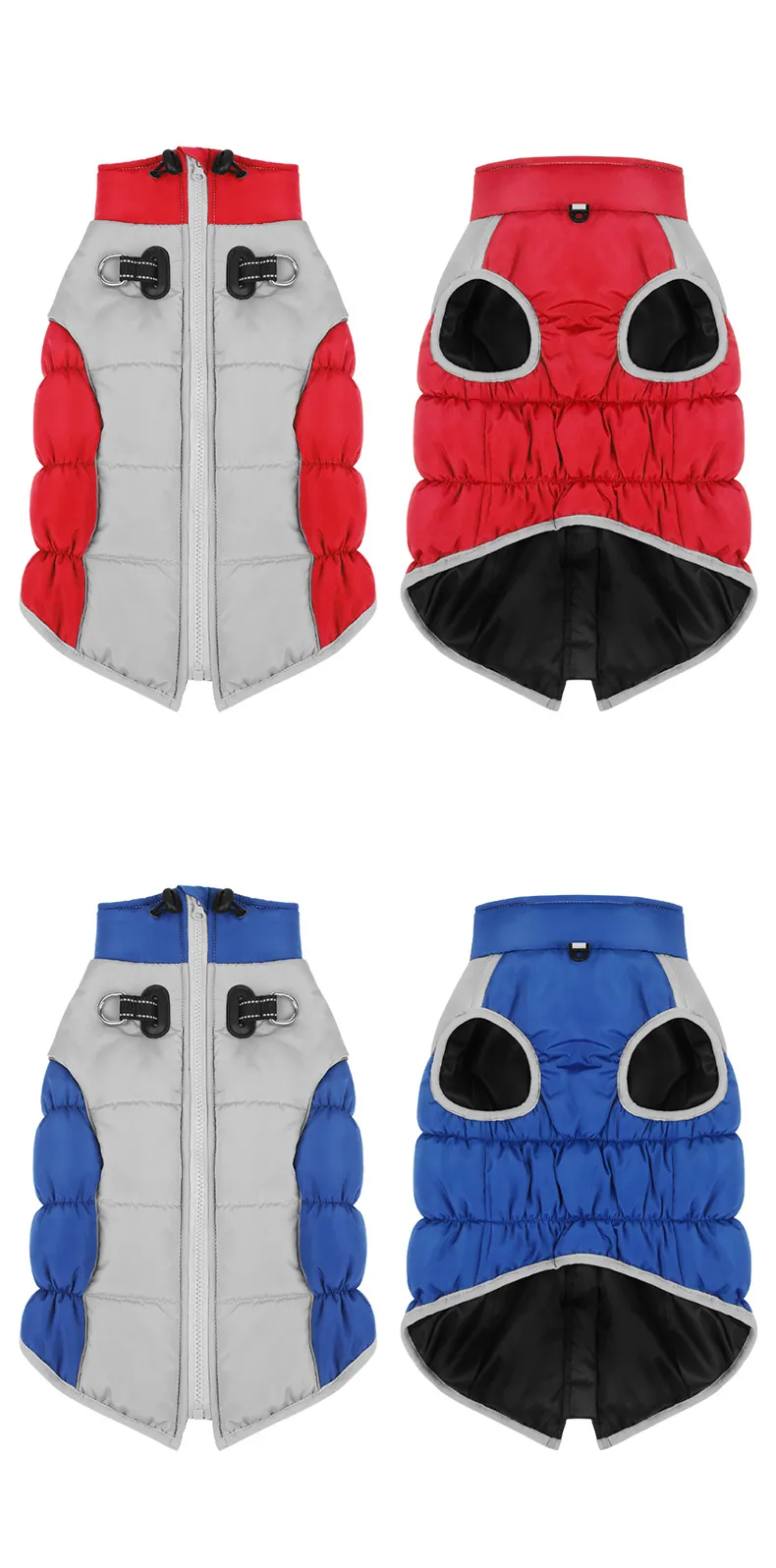 Waterproof Insulated Dog Coat with Zipper and Dual D-Rings for Large ...