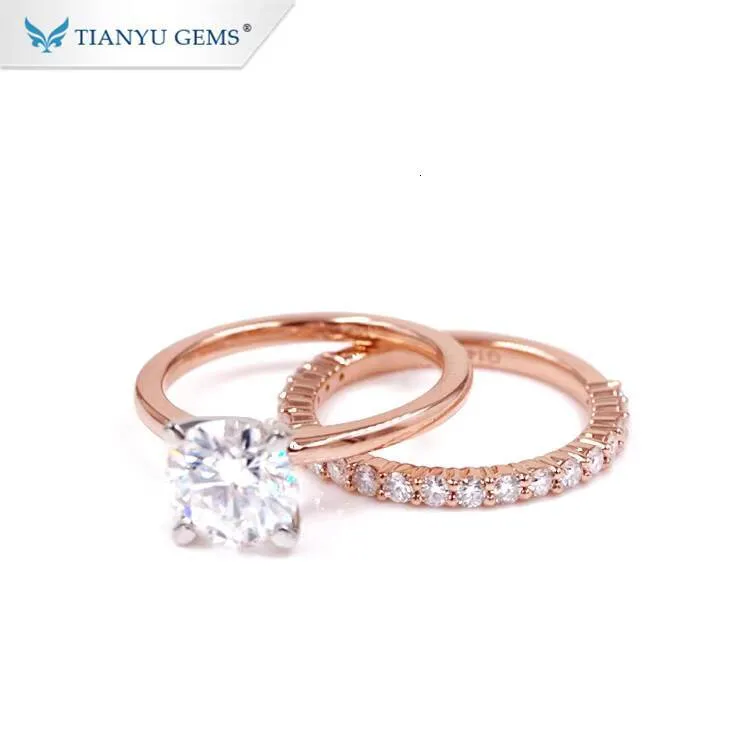 Tianyu Gems 14k18k Solid Gold 1.0ct Round Heart and Arrow Cut Colorless Moissanite Engagement ...