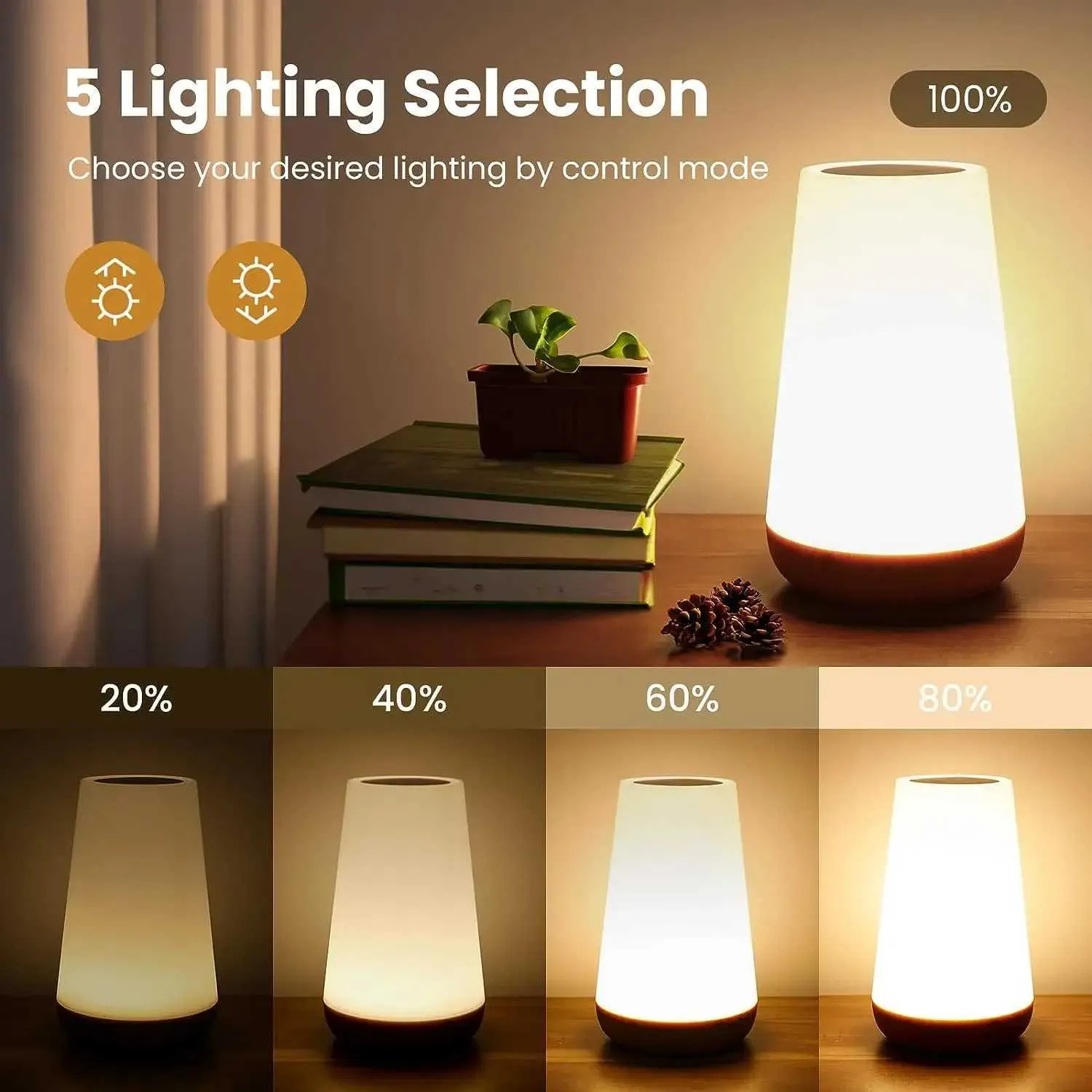 Remote Control Touch USB Rechargeable RGB Night Lamp Changin Dimmable ...