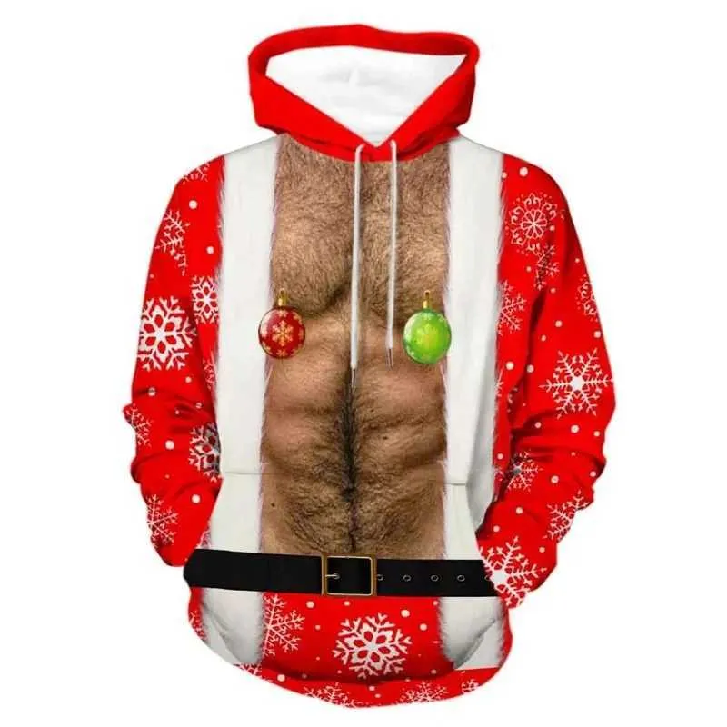 Funny Design Christmas Dress Knit Hoodie for Men with Wool Liner and ...