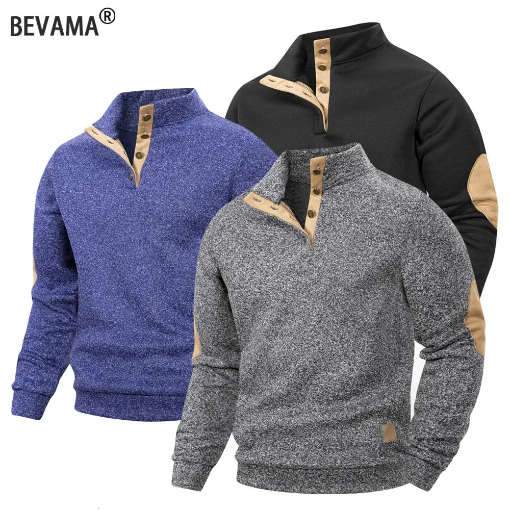 Mens Casual Pullover Button Down Stand Collar Henley Polo Coat Long ...