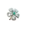 Vintage Green Cubic Zirconia Flower Ring for Women Silver Plated 18K ...