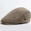 Unisex Corduroy Beret Hat Cotton Flat Cap with Hook & Loop Strap for ...