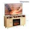Oak Fireplace TV Stand with 23 Inch Insert, Double Grid Doors, Gold ...