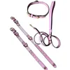 Designer Pink Dog Collar and Leash Set Classic Letter Pattern Nylon ...