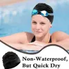 Womens long hair nylon fabric swimming cap pleated elastic for adult ...